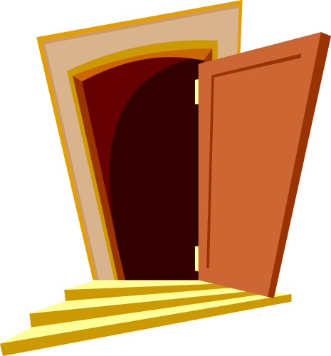 Cartoon red door open and closed Royalty Free Vector Image