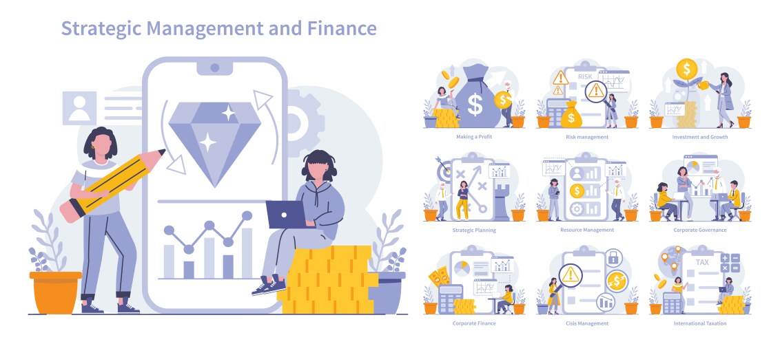 Strategic management and finance concept flat Vector Image