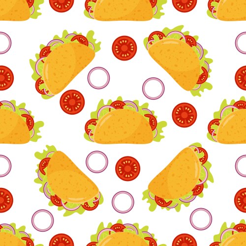 Taco pattern traditional mexican food background Vector Image