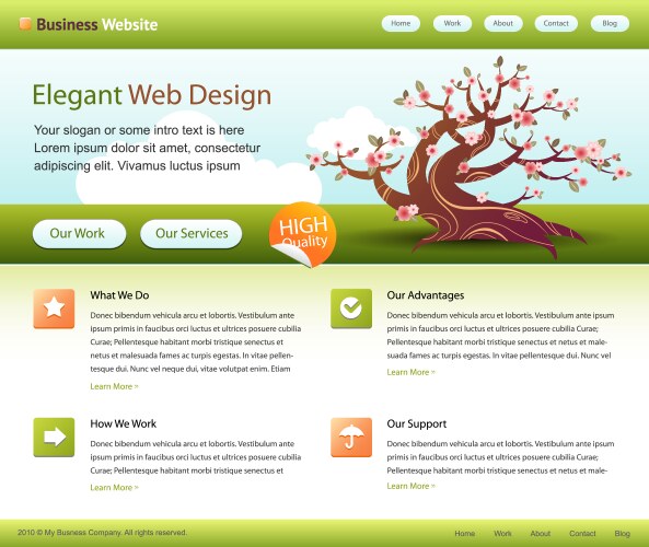 Website design template with green tree Royalty Free Vector