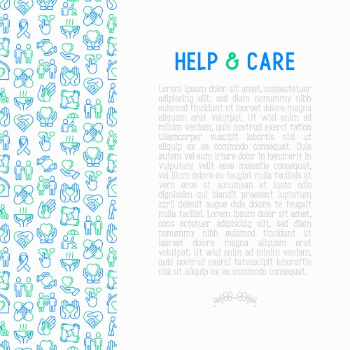 Help and care thin line icons set Royalty Free Vector Image