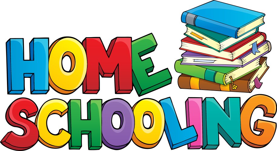 Home schooling theme sign 2 Royalty Free Vector Image