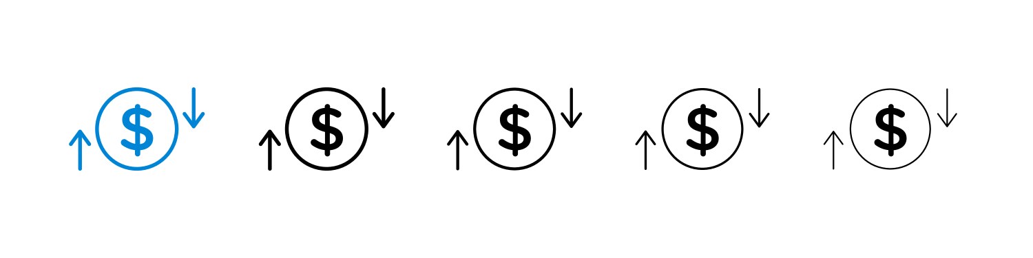 Operating profit loss icon set on white background