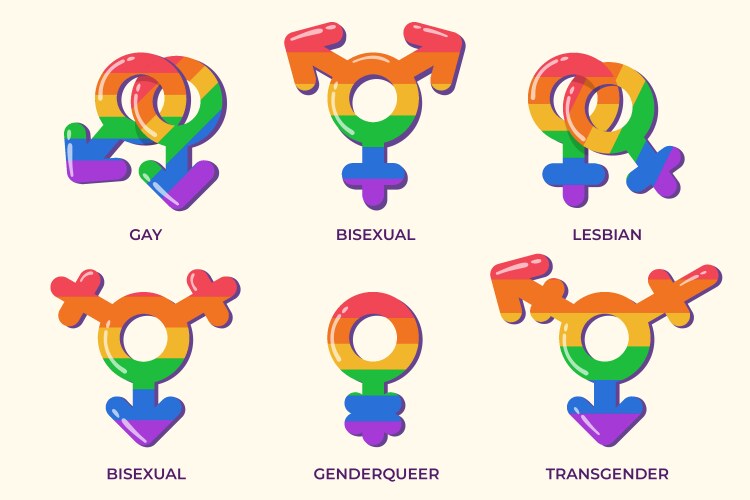 Flat lgbt pride month symbols collection Vector Image