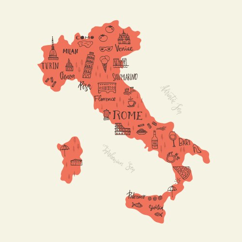 Italian map Royalty Free Vector Image - VectorStock