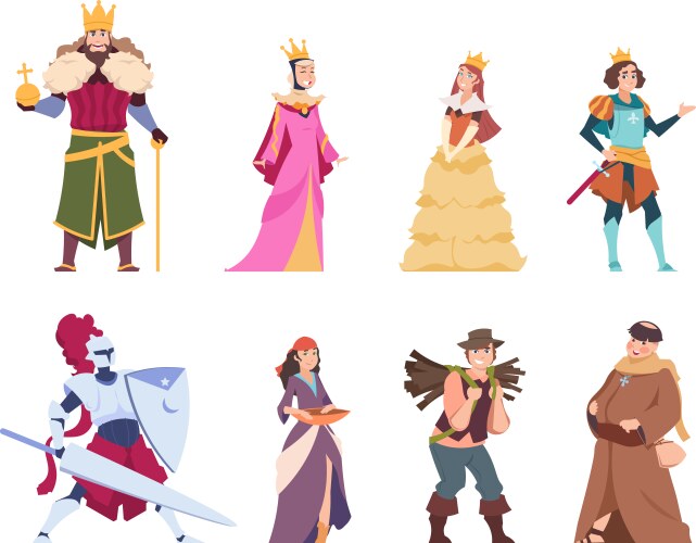 Medieval characters set Royalty Free Vector Image