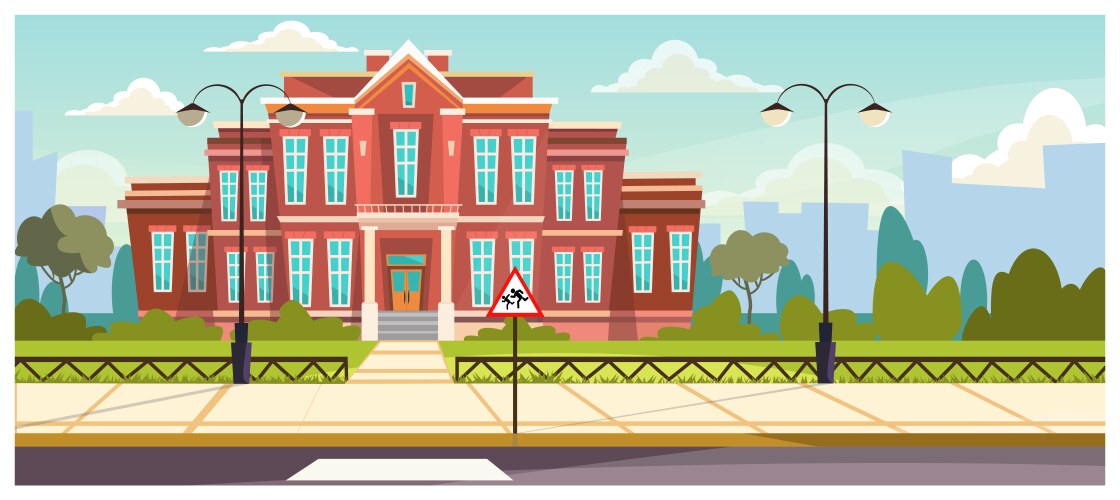 University building cartoon Royalty Free Vector Image