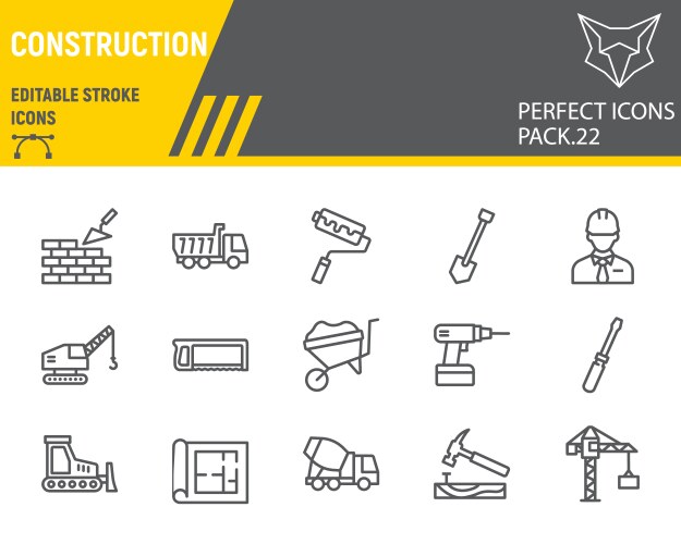 Builder line icon build and repair construction Vector Image