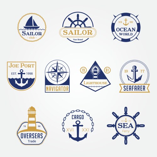 Sea and marine symbol set Royalty Free Vector Image