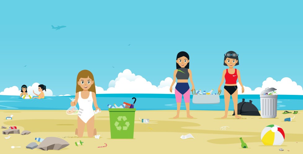 A dirty beach pollution background Royalty Free Vector Image