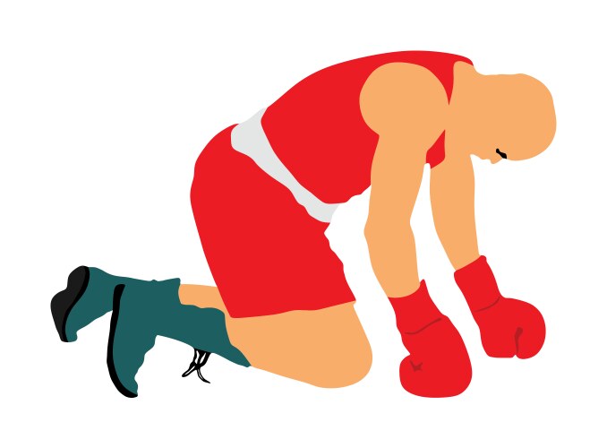 Boxer on ground knees Royalty Free Vector Image