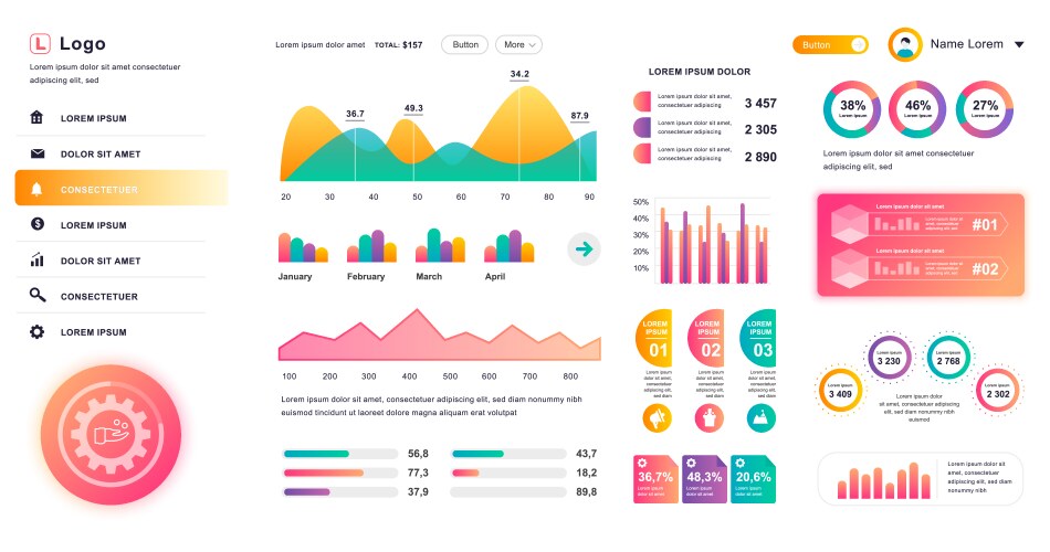 Dashboard ui admin panel design template Vector Image