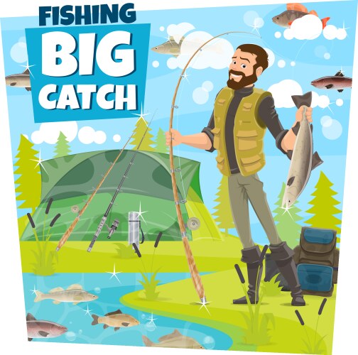 Couple fishing cartoon Royalty Free Vector Image