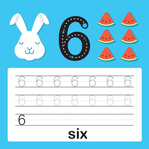 Number two card for kids learn to count and write Vector Image
