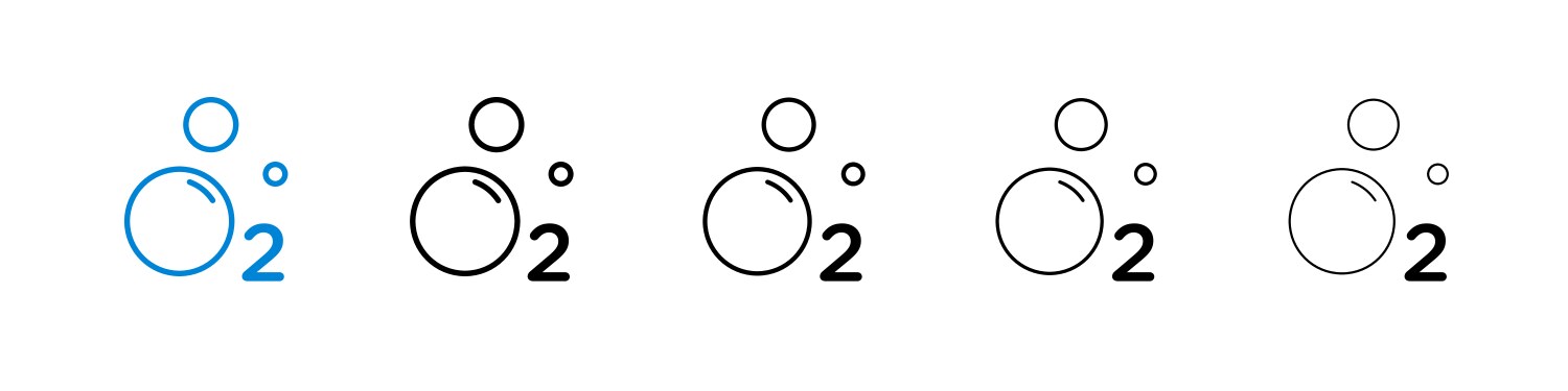 Oxygen o2 icon set on white background Royalty Free Vector