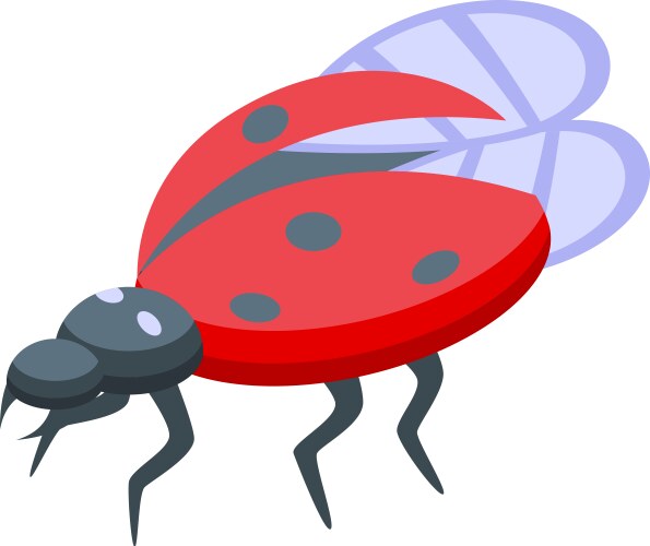 Red ladybug flying with open wings Royalty Free Vector Image