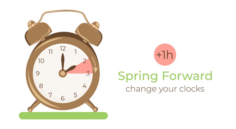 Spring forward monochrome banner in minimalist Vector Image