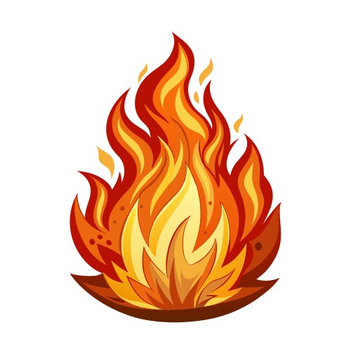 Burning fire icon isolated on white Royalty Free Vector