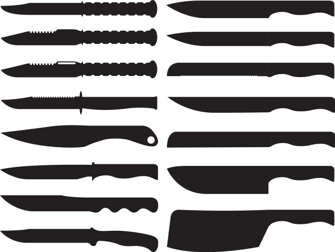 Cutlery set and kitchen knives Royalty Free Vector Image
