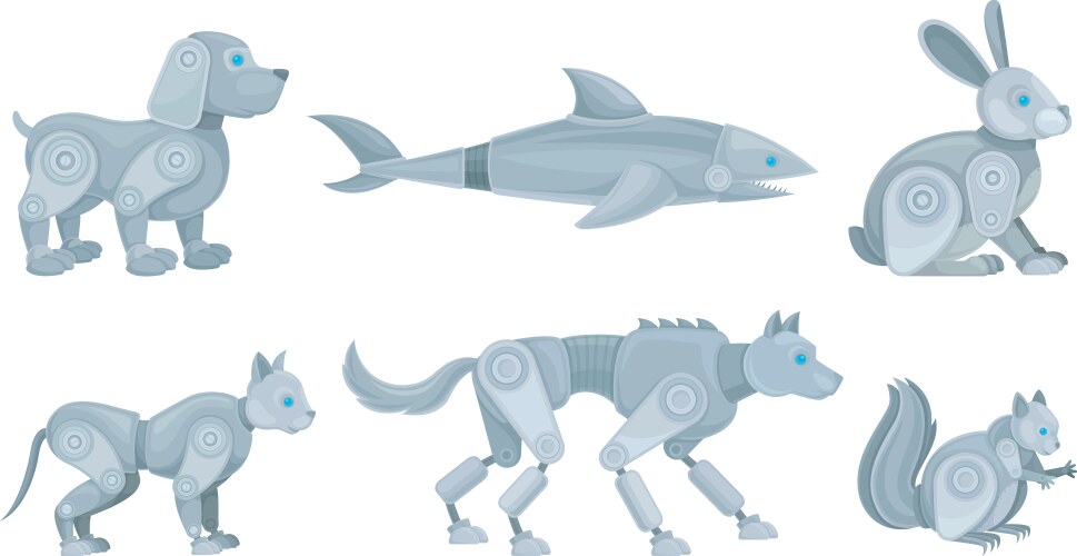 Mechanical animals assembled from metal parts Vector Image