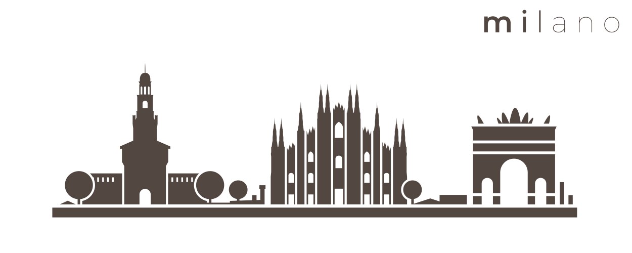 Milan skyline italy city buildings line art Vector Image