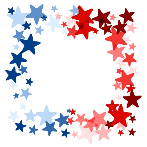 Patriotic star frame with red and blue stars for Vector Image