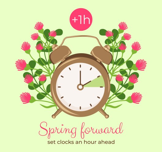 Spring forward minimalist banner set clocks one Vector Image