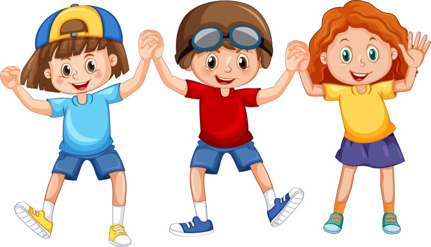 Cartoon group of children singing together Vector Image