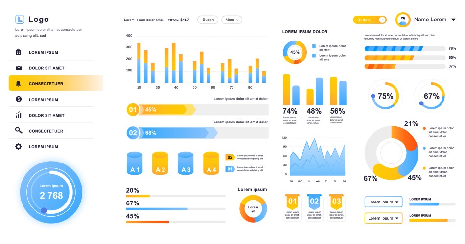 Dashboard ui admin panel design template Vector Image