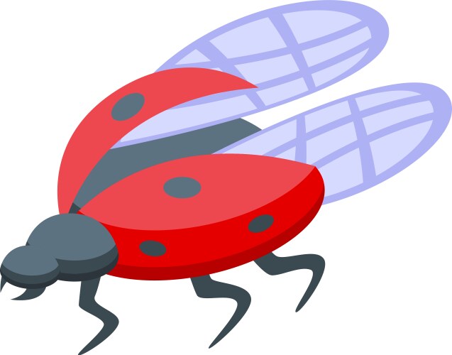 Red ladybug flying with open wings Royalty Free Vector Image