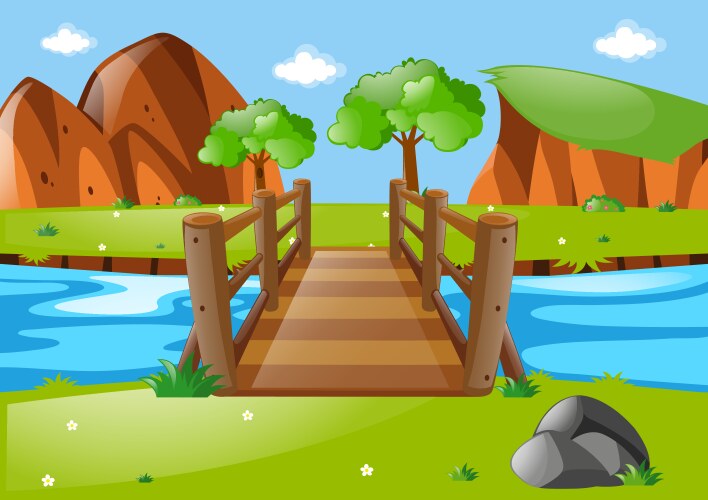 Small wooden bridge Royalty Free Vector Image - VectorStock