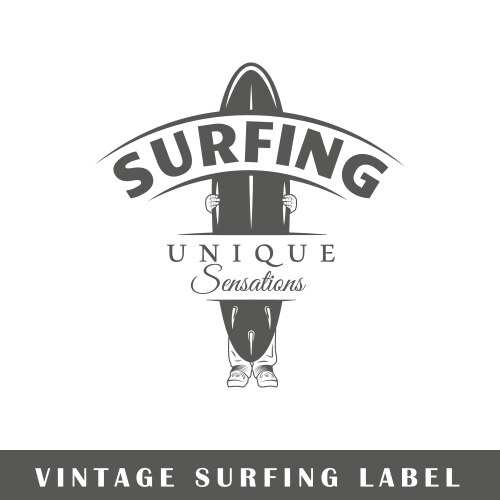 Surfing island line art logo design minimalist Vector Image