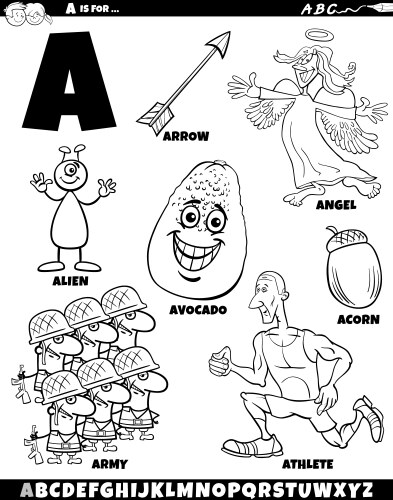 Letter a from alphabet with cartoon angel Vector Image