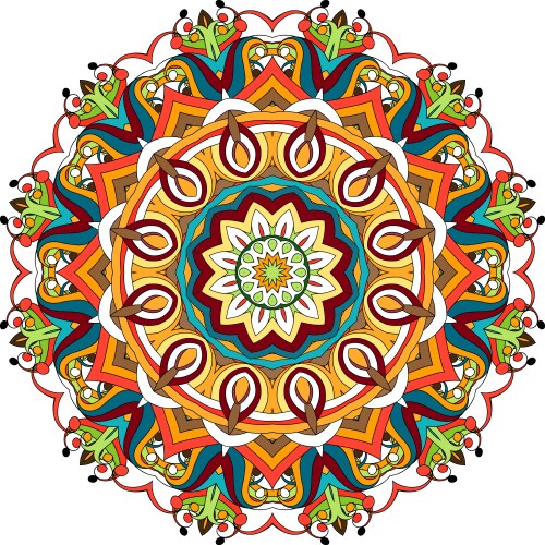 Indian simple mandala with floral motif Royalty Free Vector