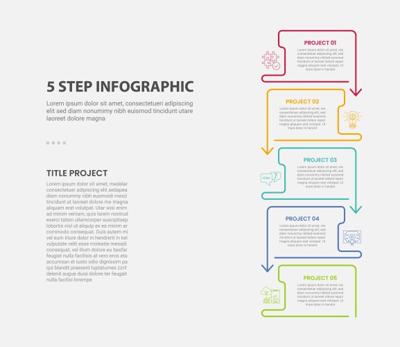 5 points template infographic outline style Vector Image