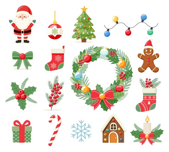 Christmas icons set Royalty Free Vector Image - VectorStock