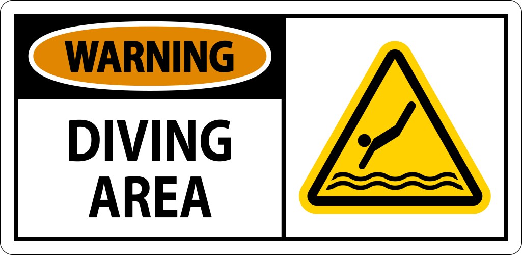 Water safety sign notice - diving area Royalty Free Vector