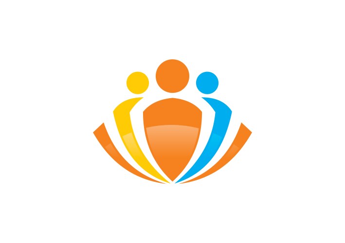 Happy business friends logo Royalty Free Vector Image