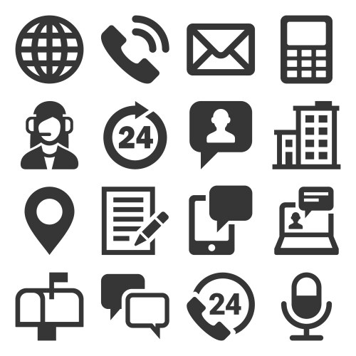 Contact and communication icon set Royalty Free Vector Image