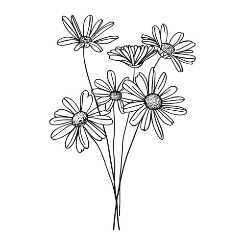 Flower With Stem Outline Clipart