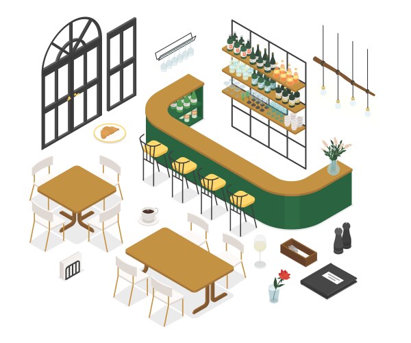 Isometric cafe Royalty Free Vector Image - VectorStock
