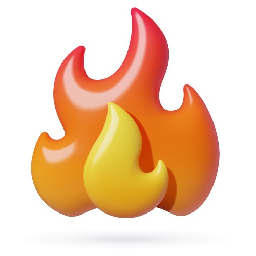 Burning fire flame cute 3d emoji Royalty Free Vector Image