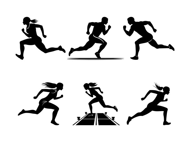 Dynamic running silhouettes a speed motion Vector Image