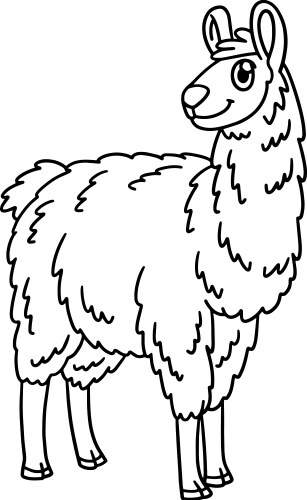 Isolated outline cartoon baby llama Royalty Free Vector
