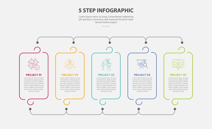 5 points template infographic outline style Vector Image