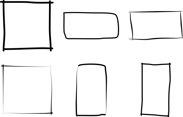 Hand drawn frame square double thin line Vector Image