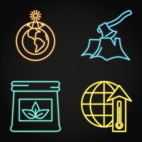 Effects of climate change icon set Royalty Free Vector Image