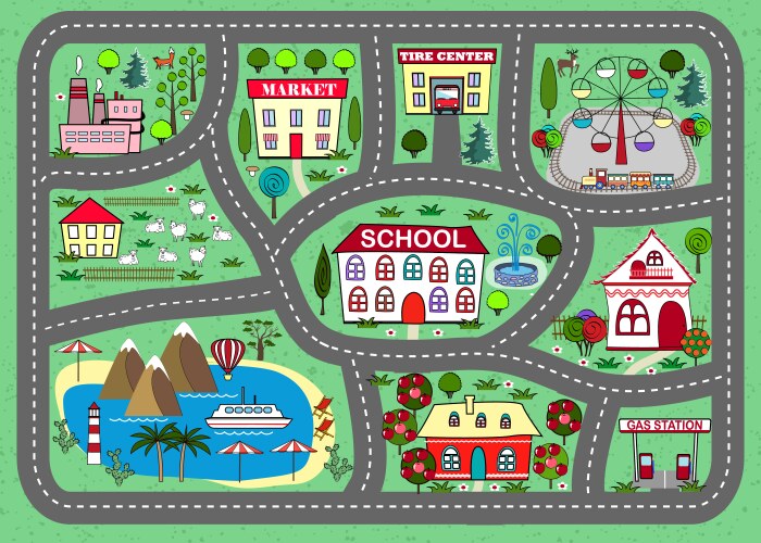 Road play mat for children activity entertainment Vector Image