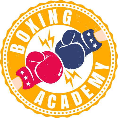 Intage logo for boxing with glove Royalty Free Vector Image