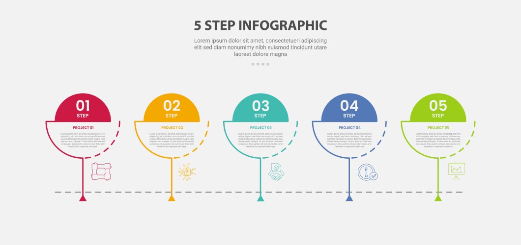 5 points template infographic outline style Vector Image
